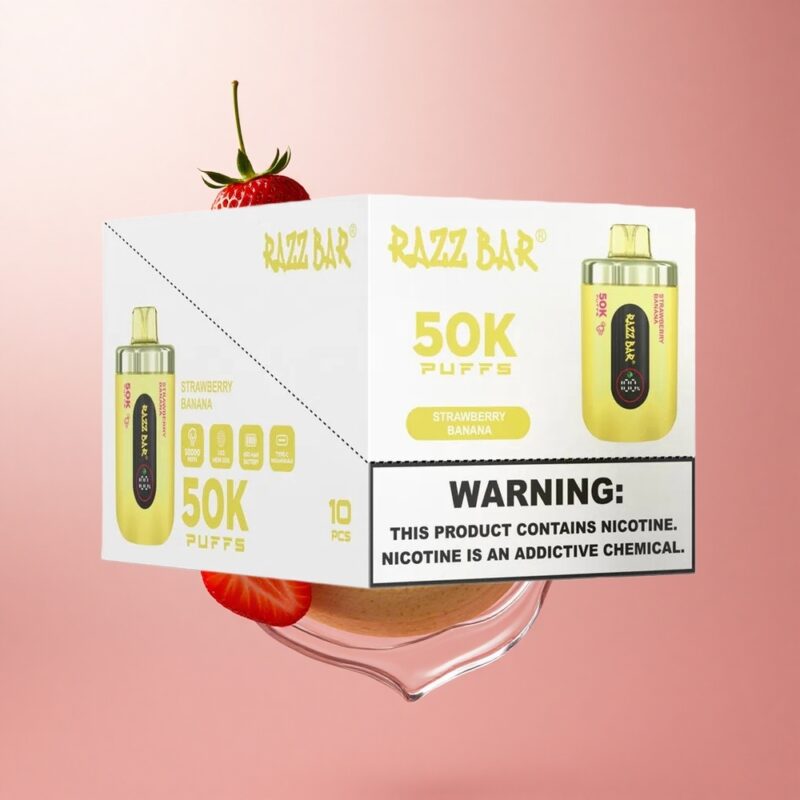 Strawberry Banana Razz Bar 50K Puffs Disposable Vape with Mesh Coil ...